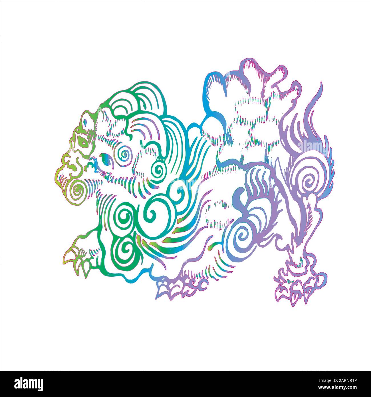 Qilin Unicorn Color Illustration Of Chinese Qilin. Chinese Unicorn