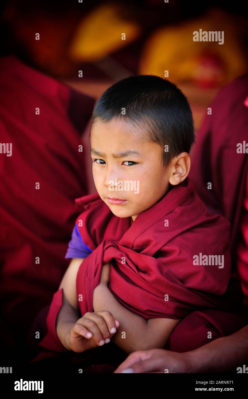 Young Buddhist monk. Most Tibetan families send at least one child to a ...