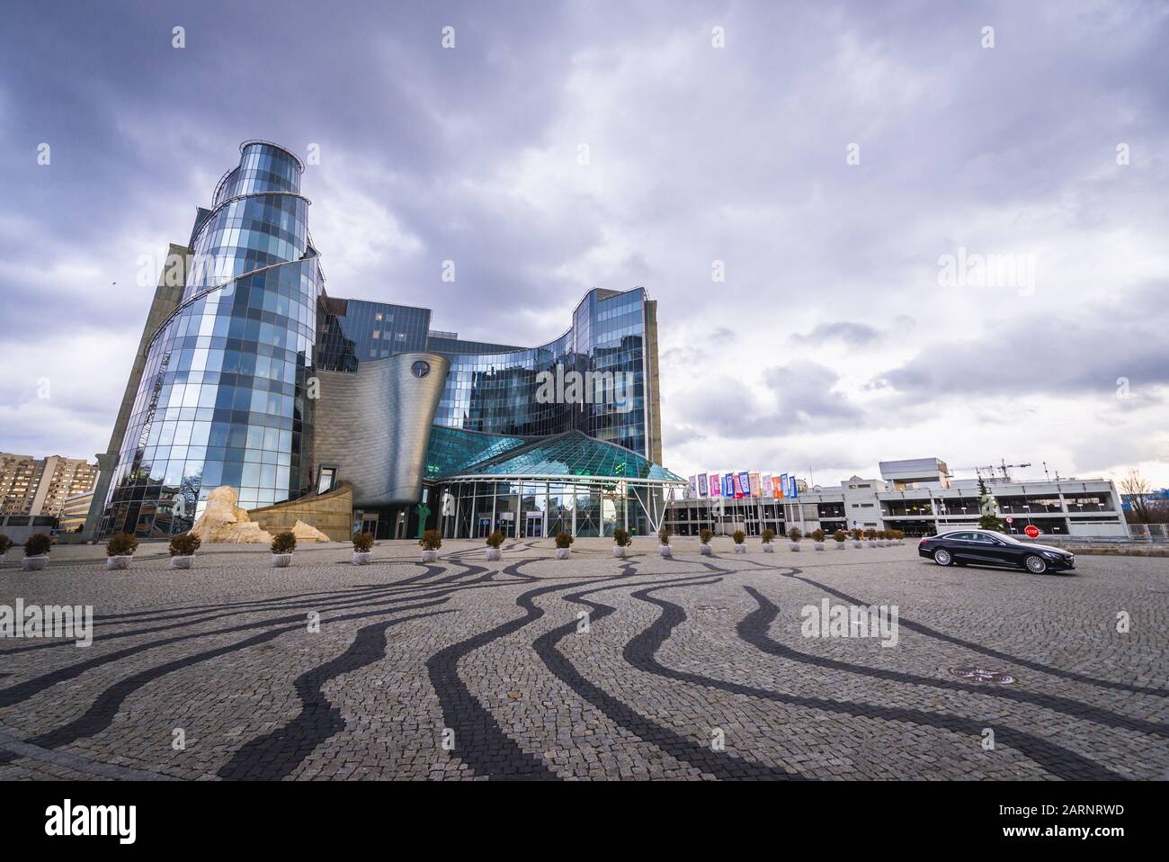 Main headquarters of Polish Television (Telewizja Polska - TVP) public ...