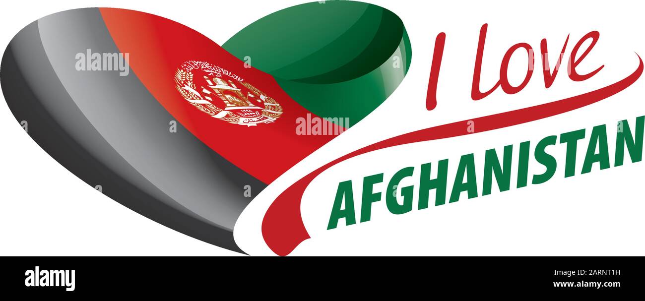 National flag of the Afghanistan in the shape of a heart and the ...