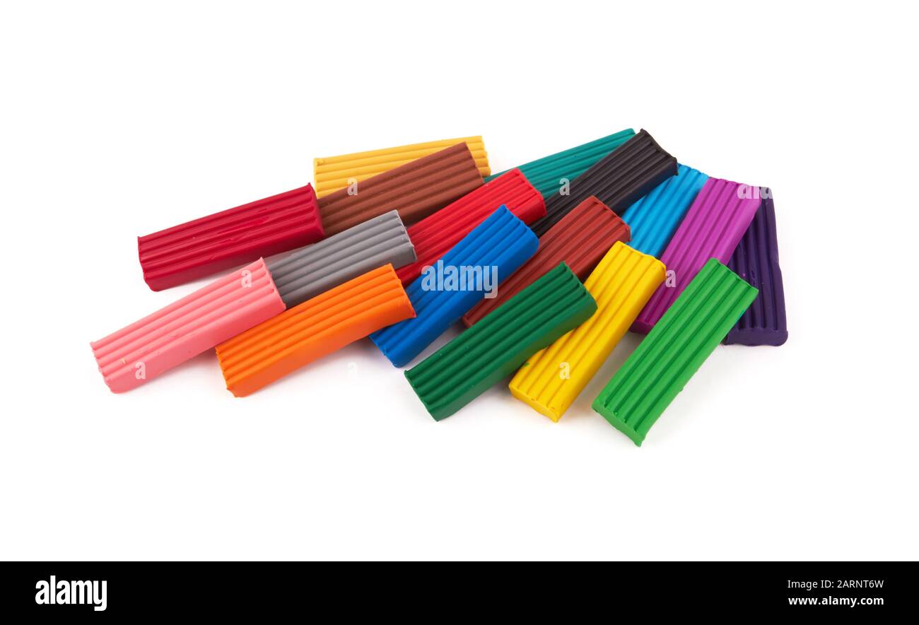 colored plasticine on isolated white background Stock Photo - Alamy