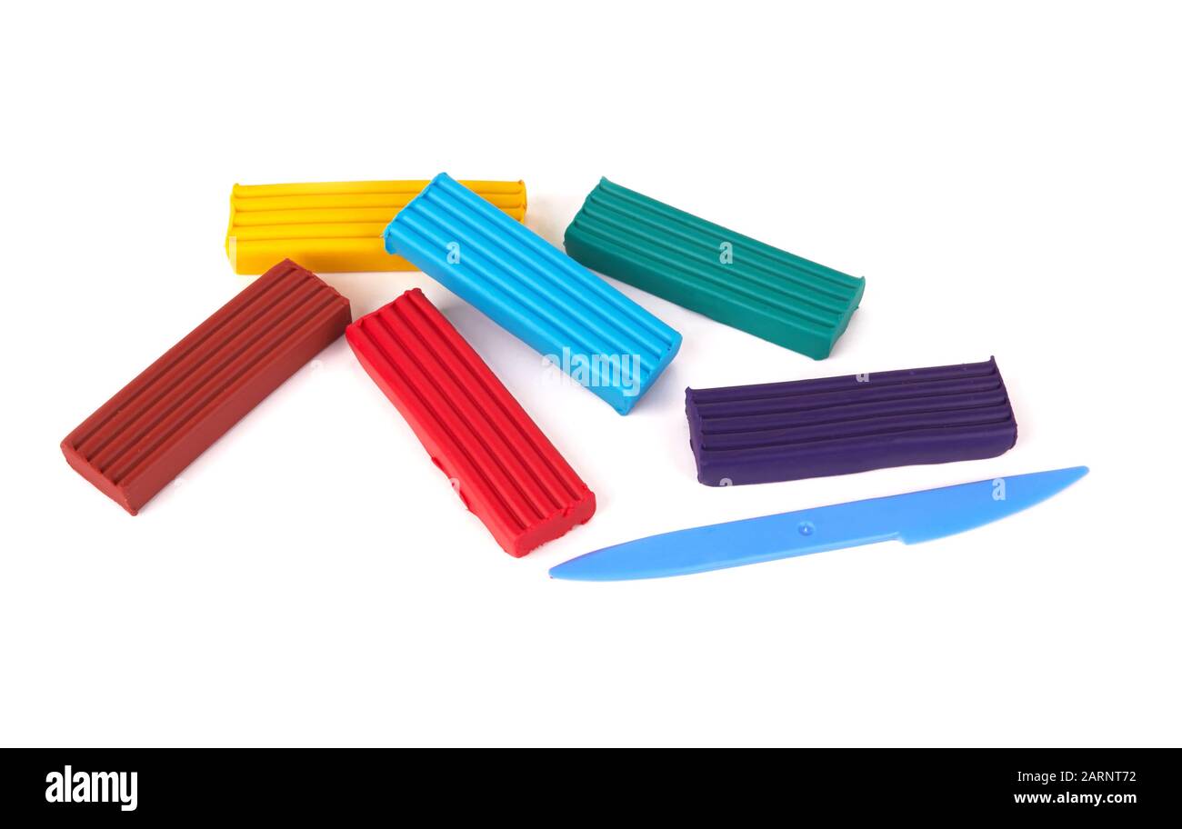 colored plasticine on isolated white background Stock Photo - Alamy