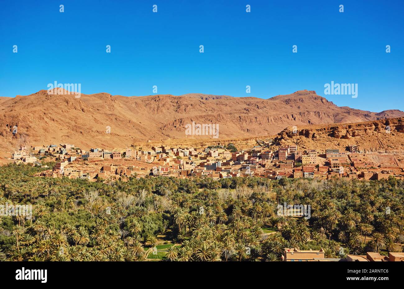Panorama of Tinghir city in Morocco. Tinghir is an oasis on the Todgha ...