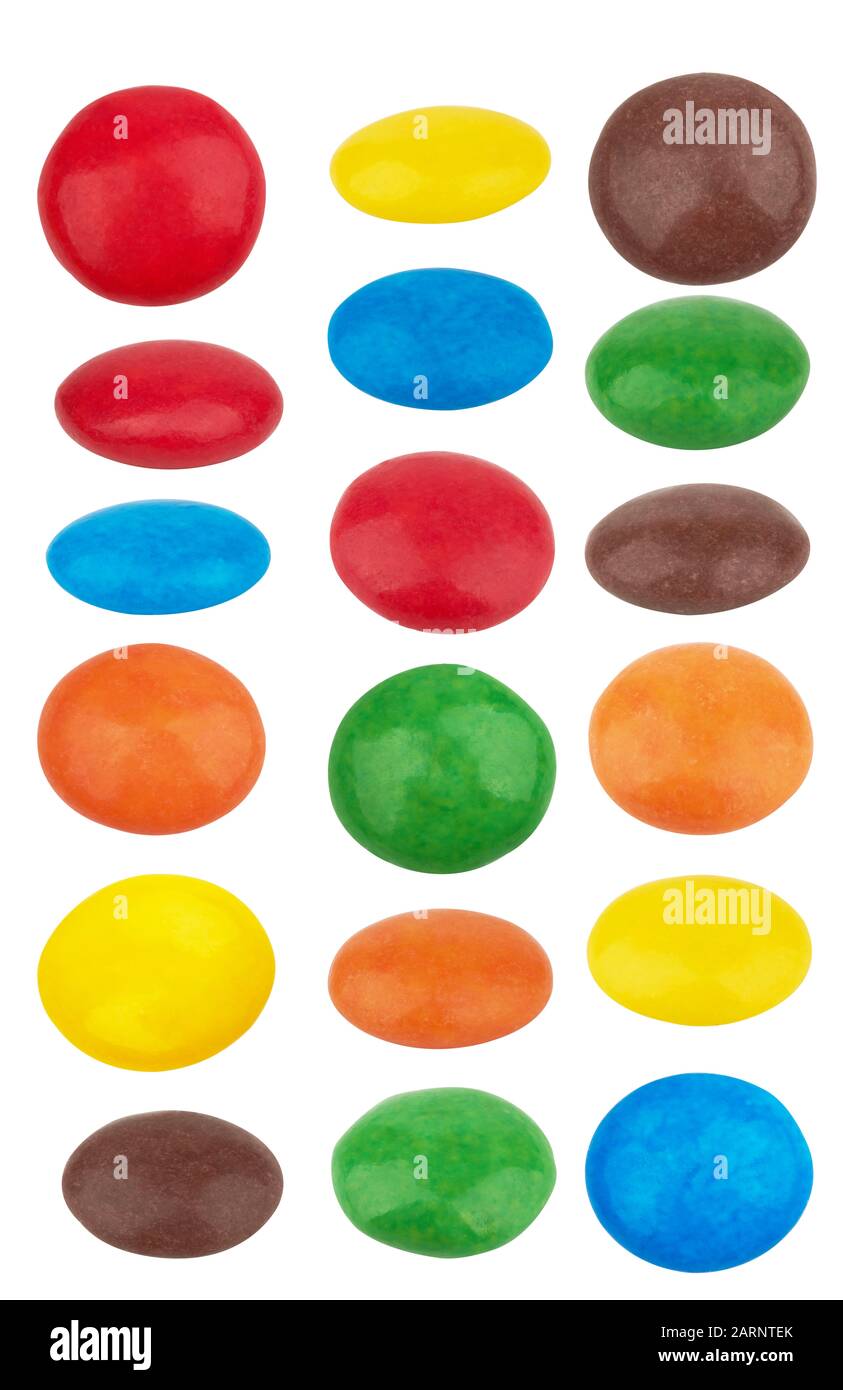 colorful chocolate buttons isolated on a white background Stock Photo ...