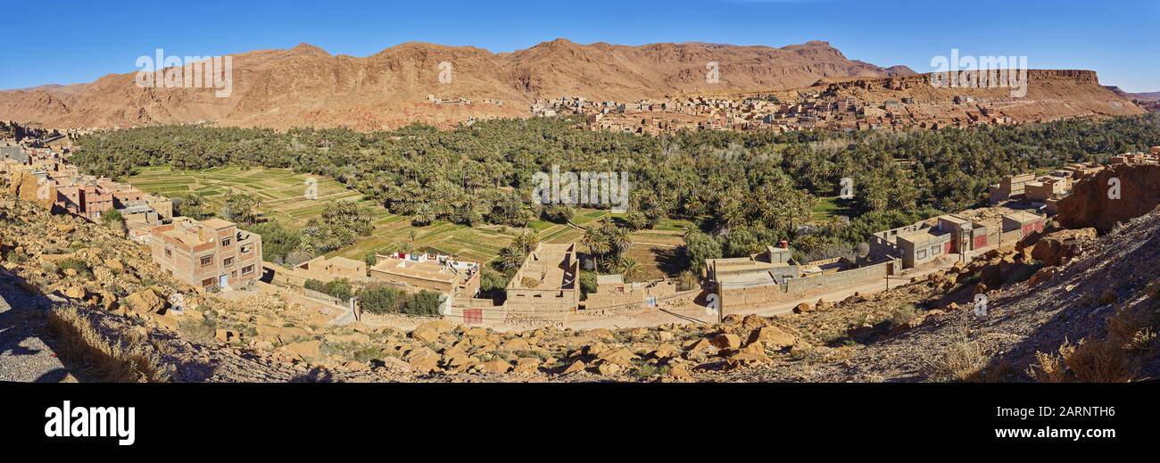 Panorama of Tinghir city in Morocco. Tinghir is an oasis on the Todgha ...