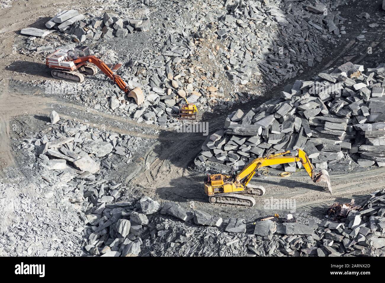 work in the quarry - aerial view Stock Photo - Alamy