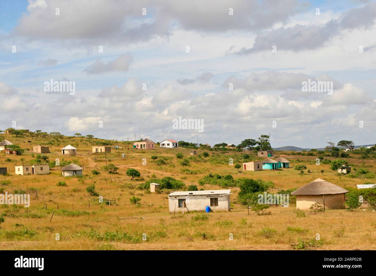 Residential houses in village on the road between St Lucia and Imfolozi ...