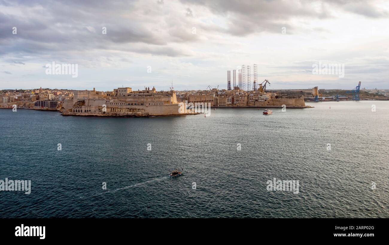 Valletta, Malta – January, 2020 : Skyline view of the Grand Harbour of ...