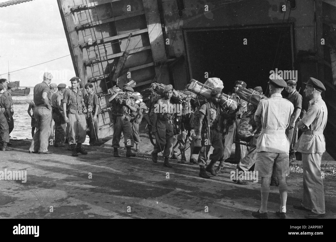 Arrival Corps Special Troops (KST) at Priok [troops with packing ...