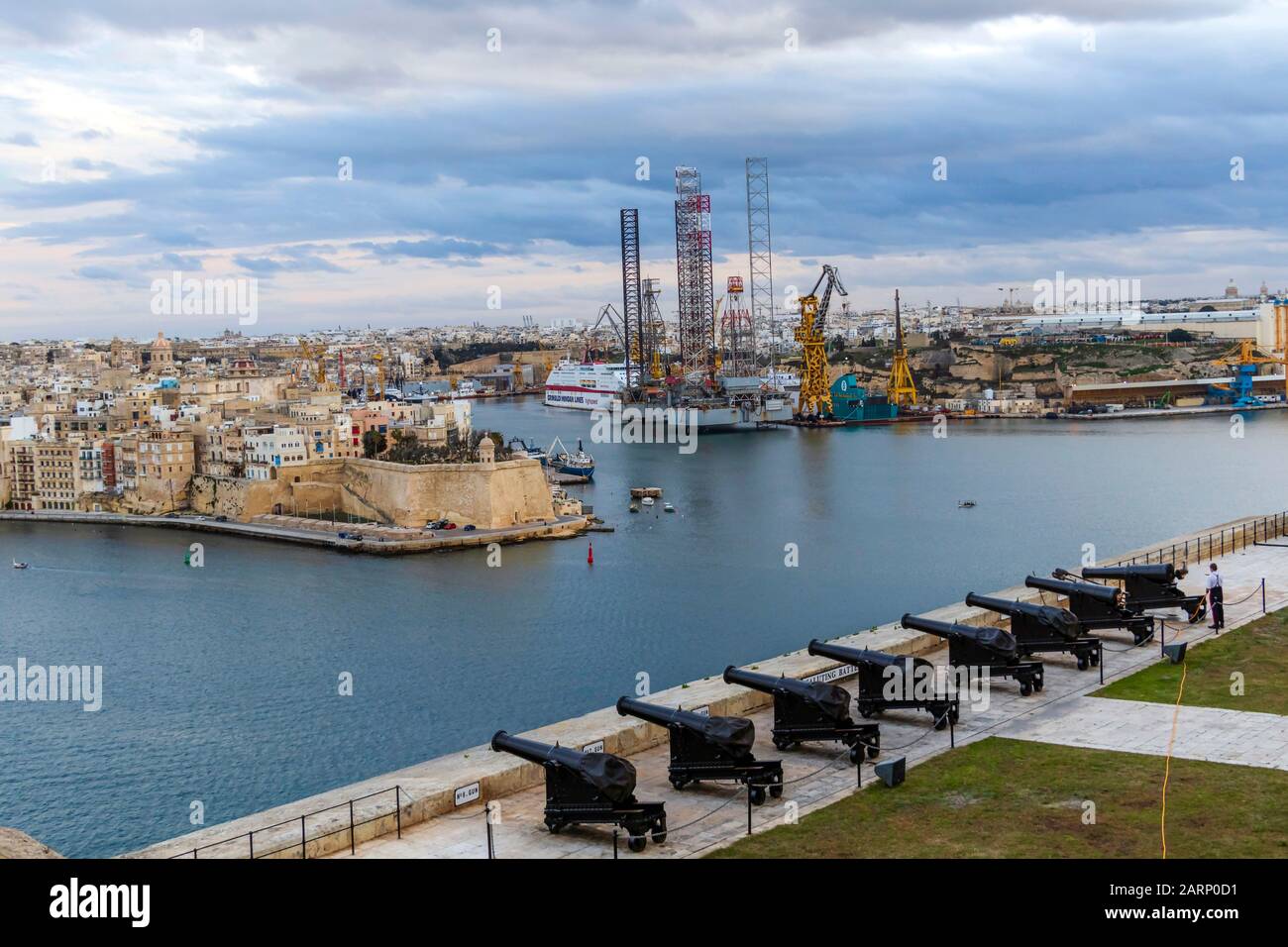 Valletta, Malta -January, 2020: The Saluting Battery, an artillery ...