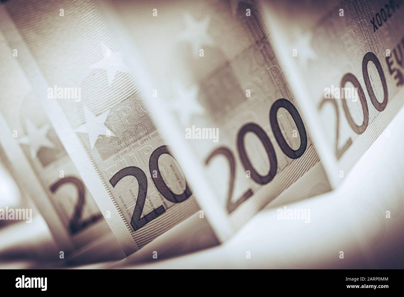 Euro Cash Elegant Concept Macro Photo. Two Hundred Bills Closeup ...