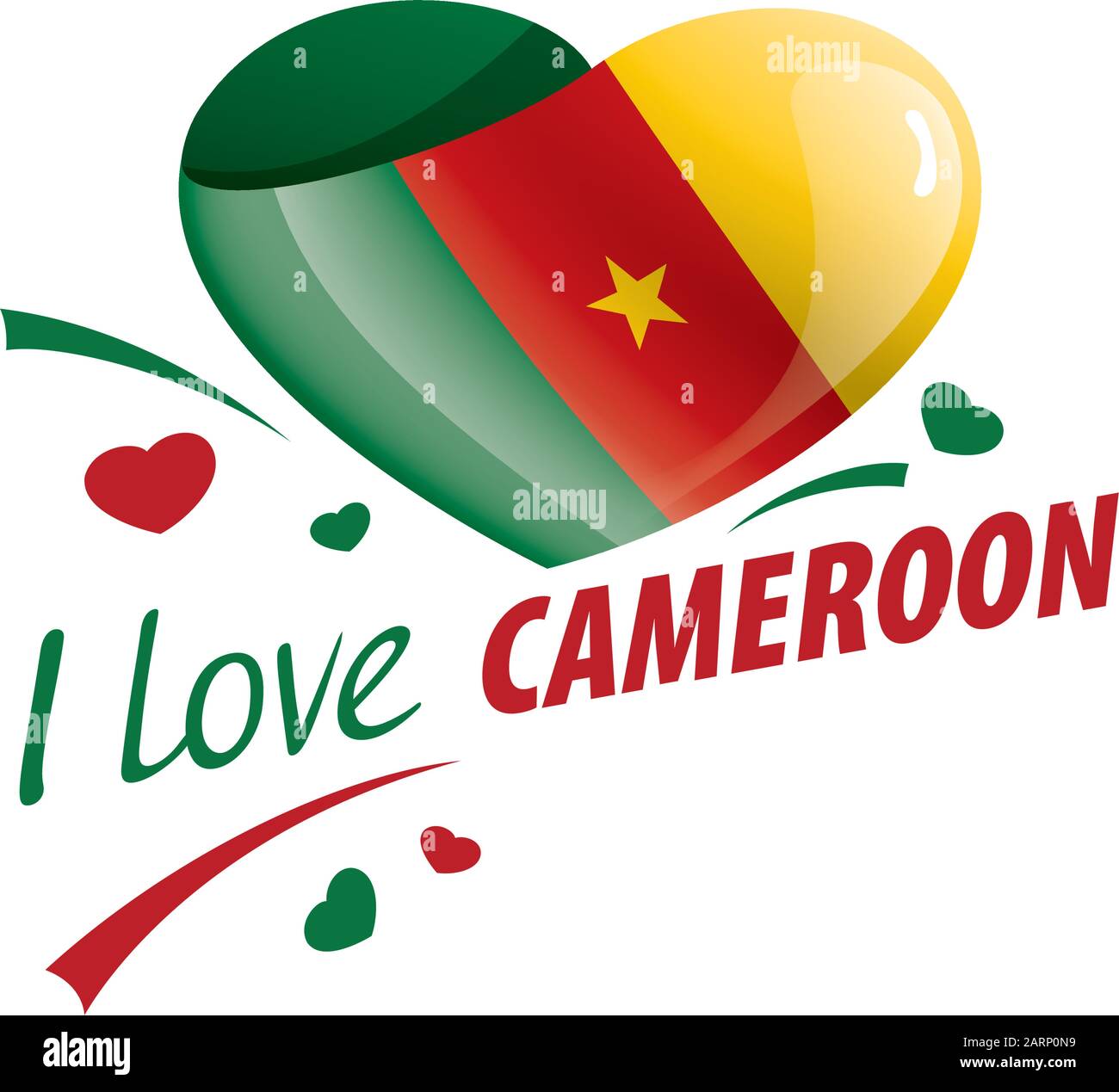 National flag of the Cameroon in the shape of a heart and the ...