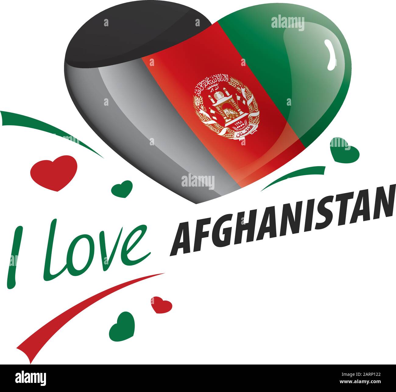 National flag of the Afghanistan in the shape of a heart and the ...