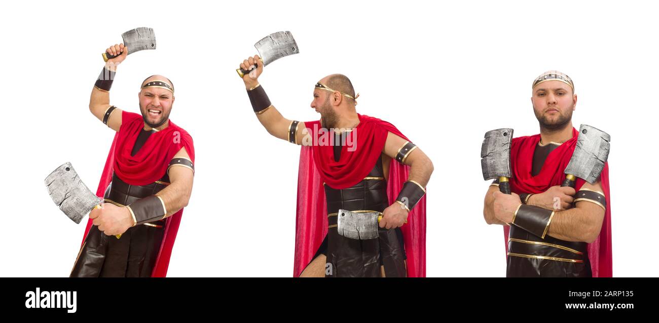 The gladiator isolated on white background Stock Photo - Alamy