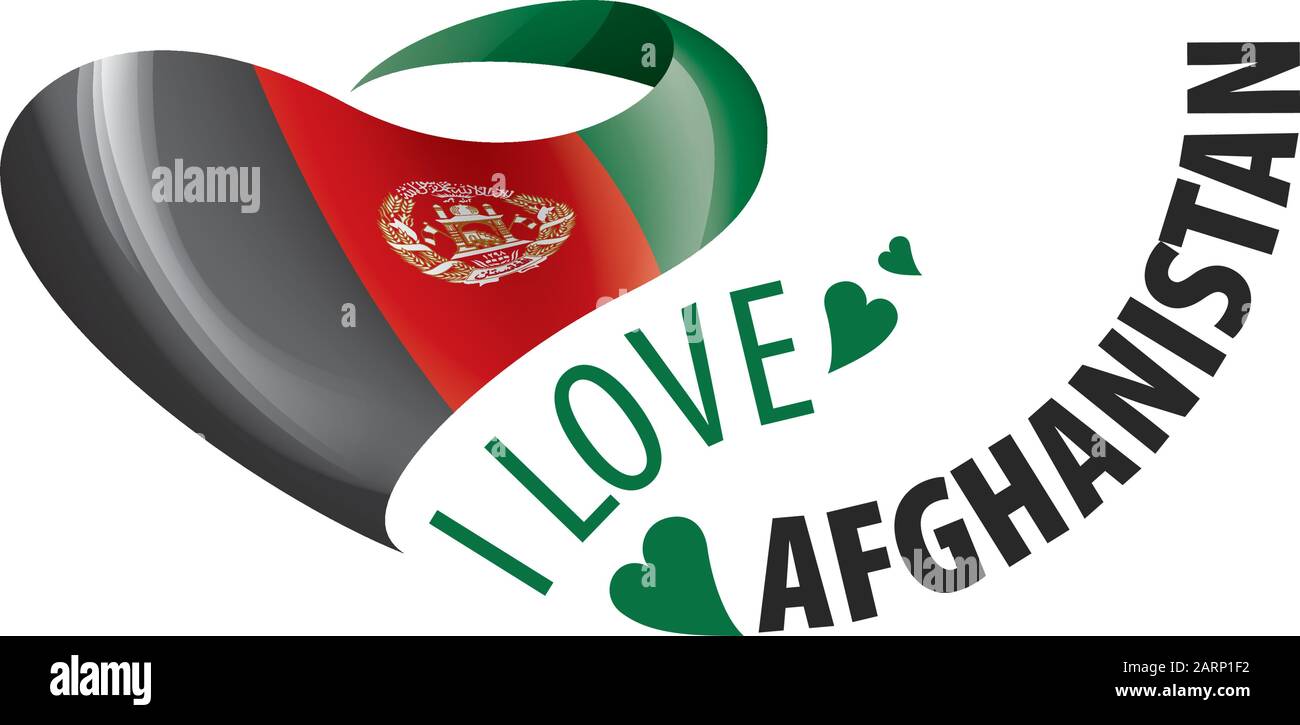 National flag of the Afghanistan in the shape of a heart and the ...