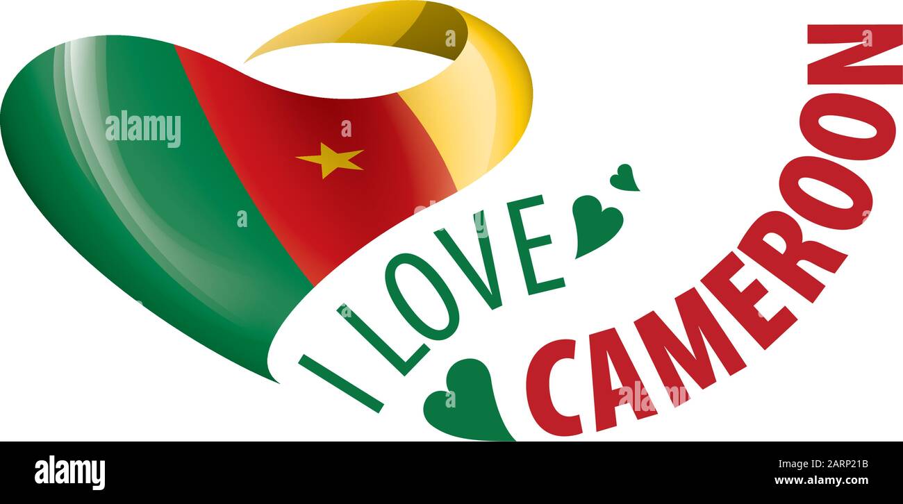 National flag of the Cameroon in the shape of a heart and the ...