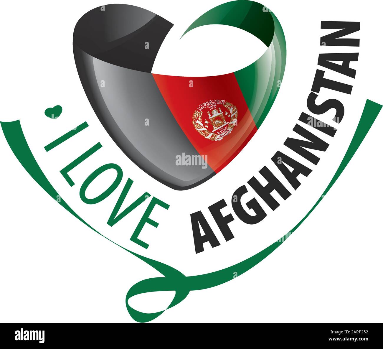 National flag of the Afghanistan in the shape of a heart and the ...