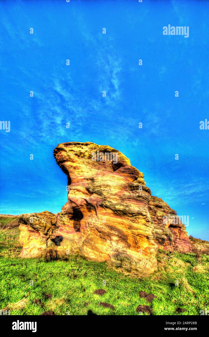 Fife Coastal Path, Scotland. Artistic view of the Caiplie Caves on the ...