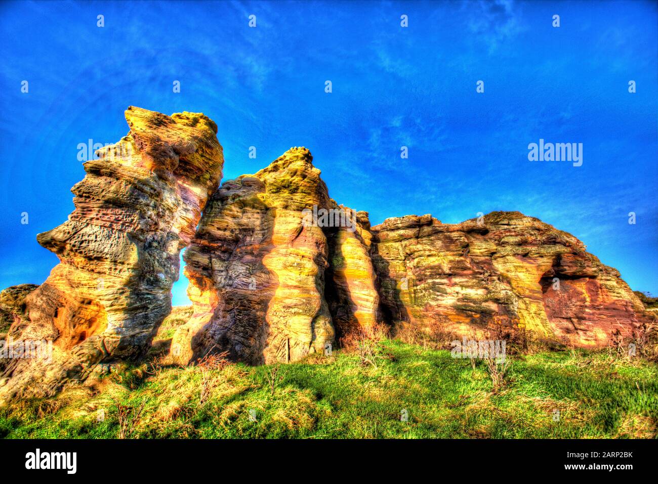 Fife Coastal Path, Scotland. Artistic view of the Caiplie Caves on the ...