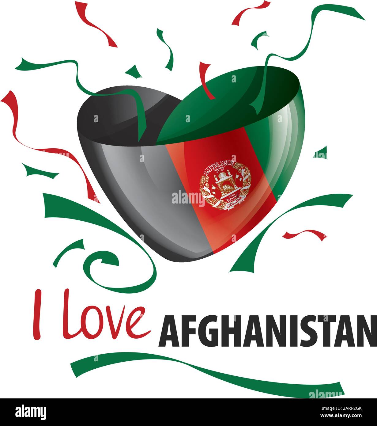 National flag of the Afghanistan in the shape of a heart and the ...
