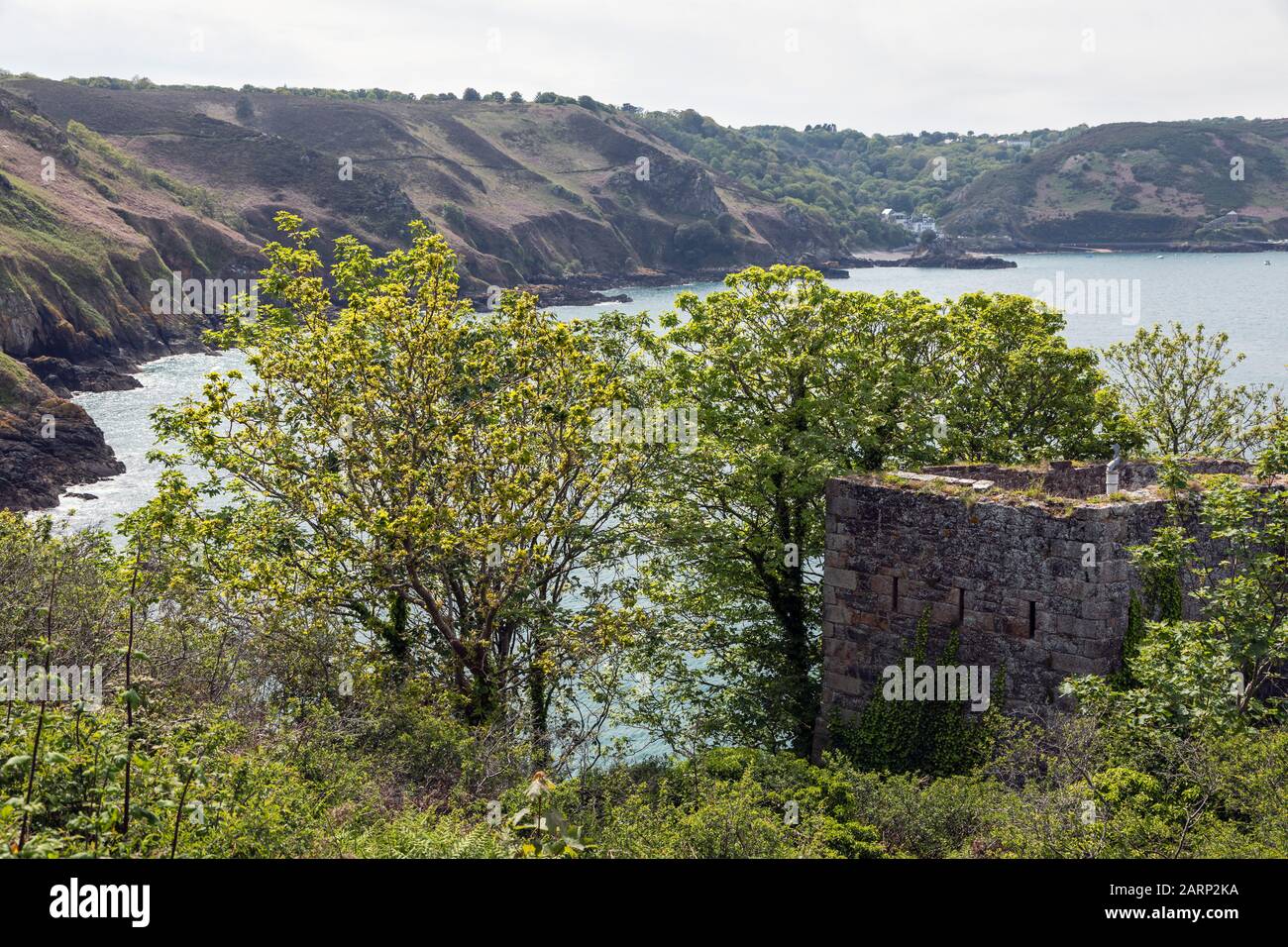 The L’Étacquerel Battery overlooking Bouley Bay, Jersey Stock Photo - Alamy