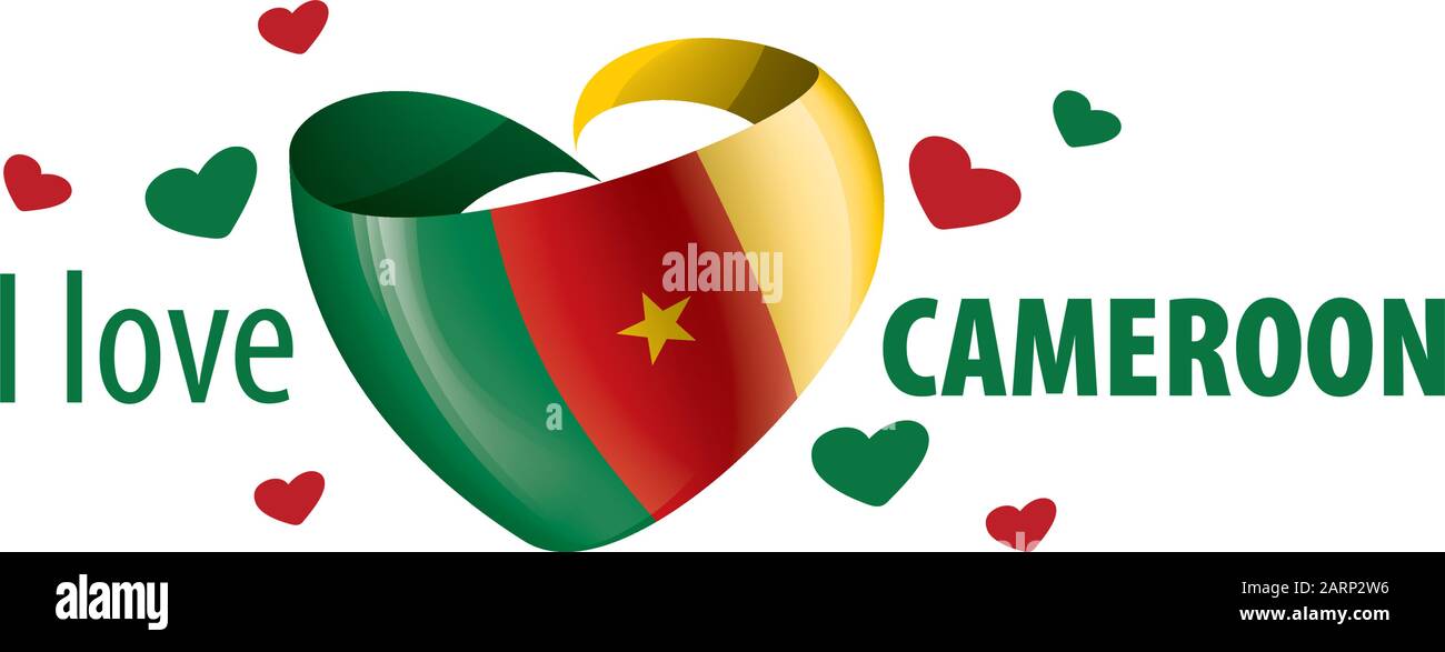 National flag of the Cameroon in the shape of a heart and the ...