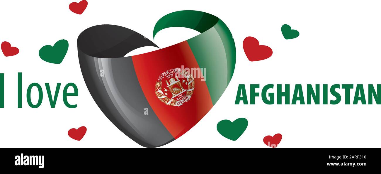 National flag of the Afghanistan in the shape of a heart and the ...