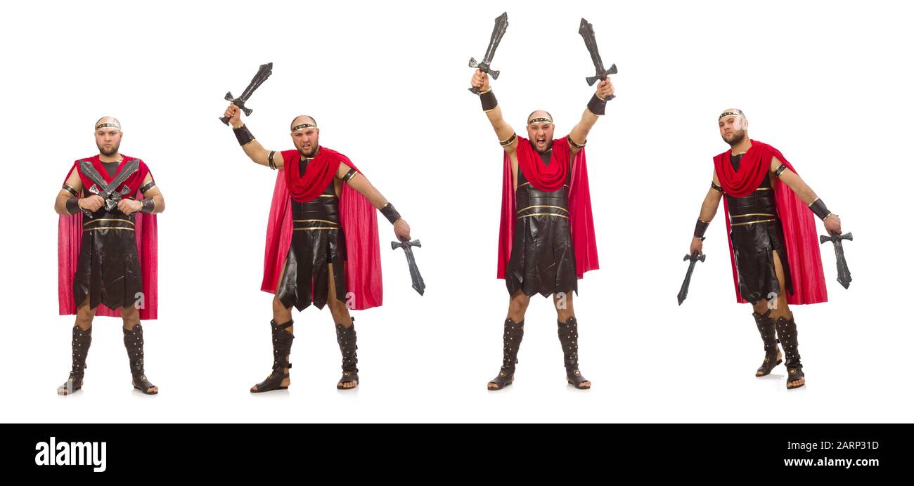 The gladiator isolated on white background Stock Photo - Alamy