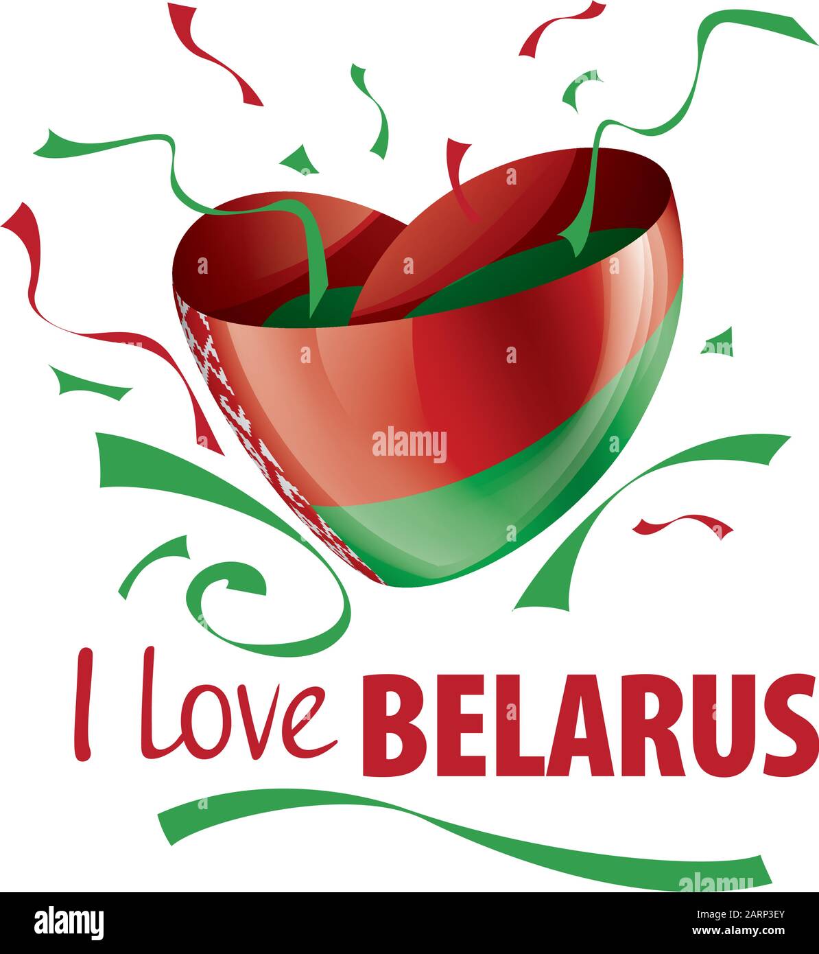 National flag of the Belarus in the shape of a heart and the ...
