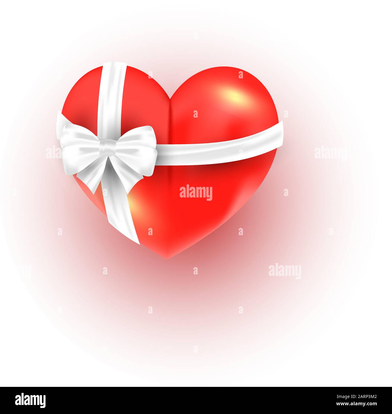 Heart Shaped Gift Box Vector Bright Heart Box With Bow Knot Vector