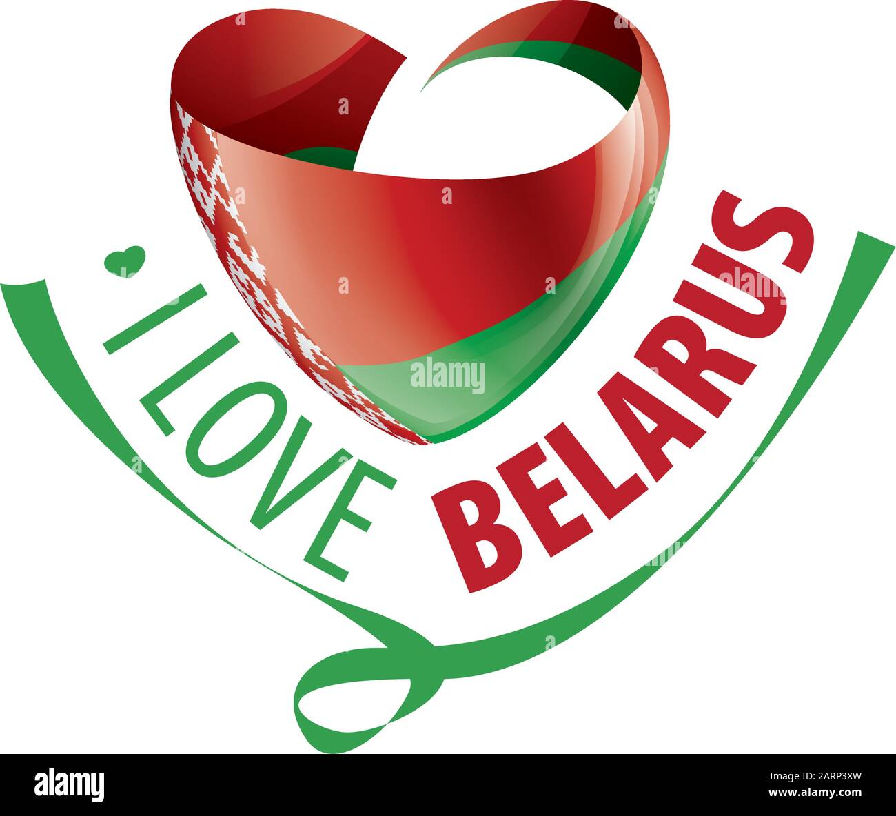 National flag of the Belarus in the shape of a heart and the ...