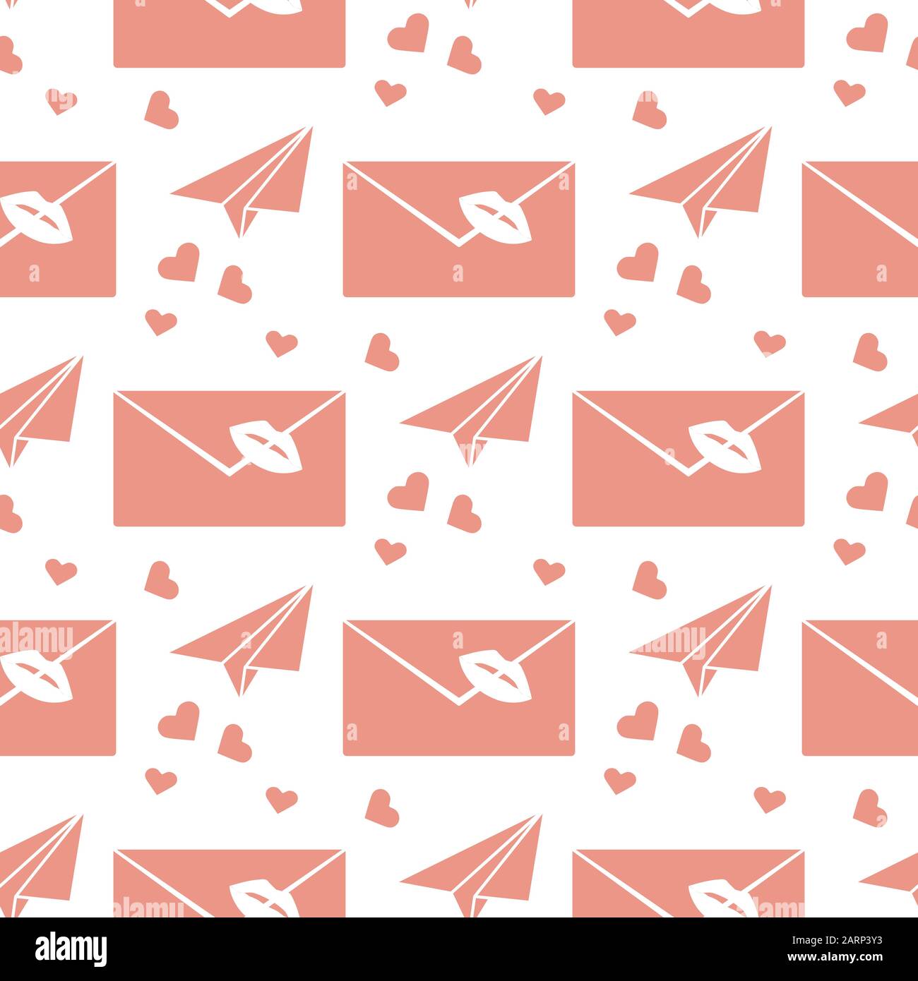 Vector seamless pattern Happy Valentine's Day. Envelope with lipstick ...