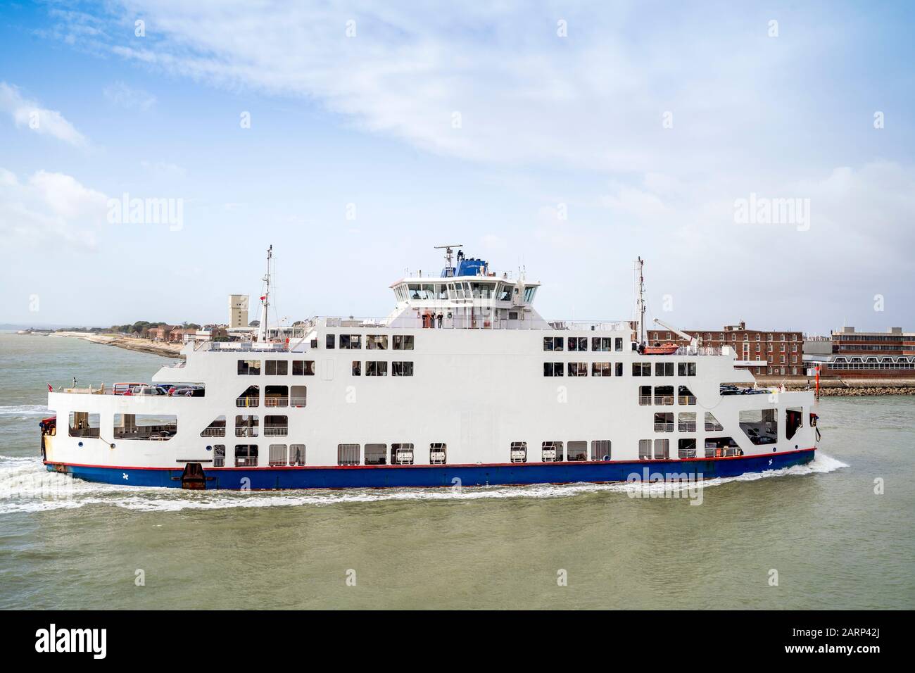 Ferry boat coming to harbor in Portsmouth, England, UK Stock Photo - Alamy