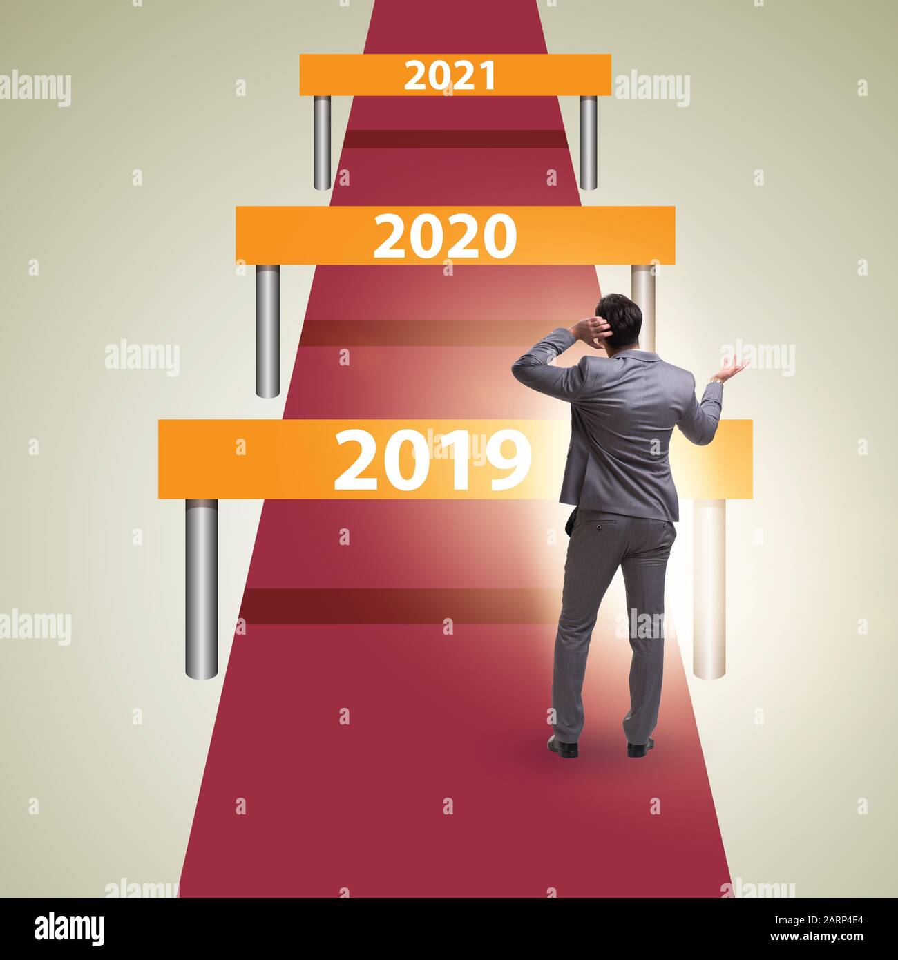 Running barriers with the future years Stock Photo - Alamy