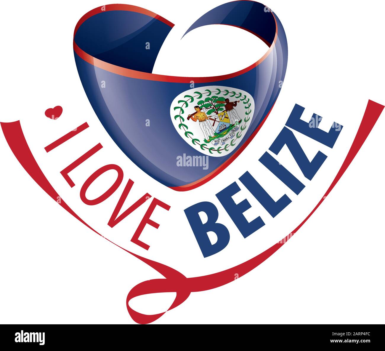 National flag of the Belize in the shape of a heart and the inscription ...