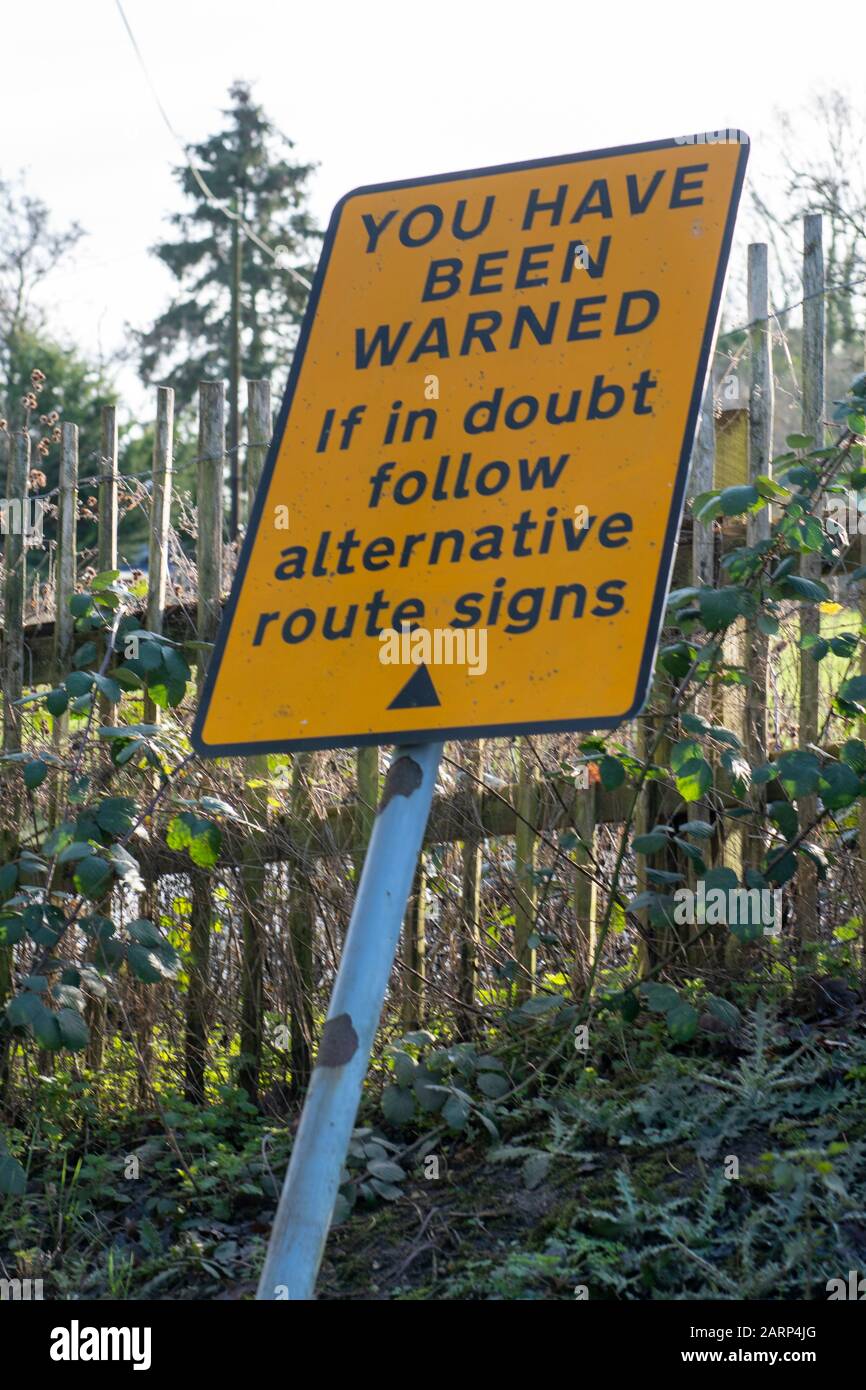 Warning signs at river ford, river crossing Stock Photo - Alamy