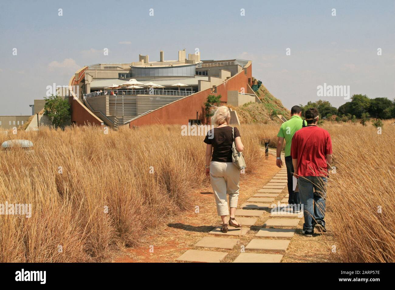 Tourists at the back of the main museum of The Cradle of Humankind from ...