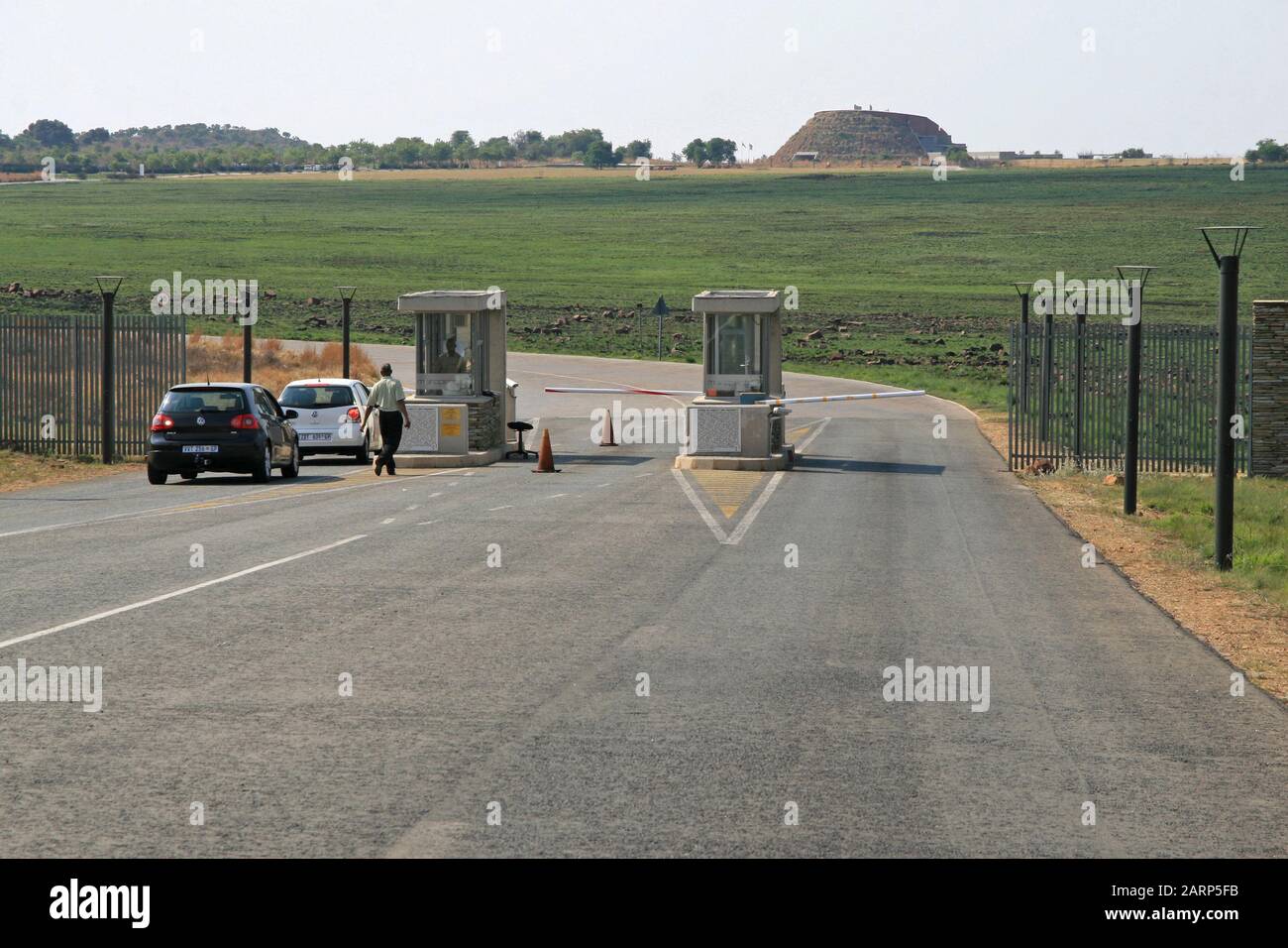 Car gate entrance to The Cradle of Humankind, Maropeng, Gauteng, South ...