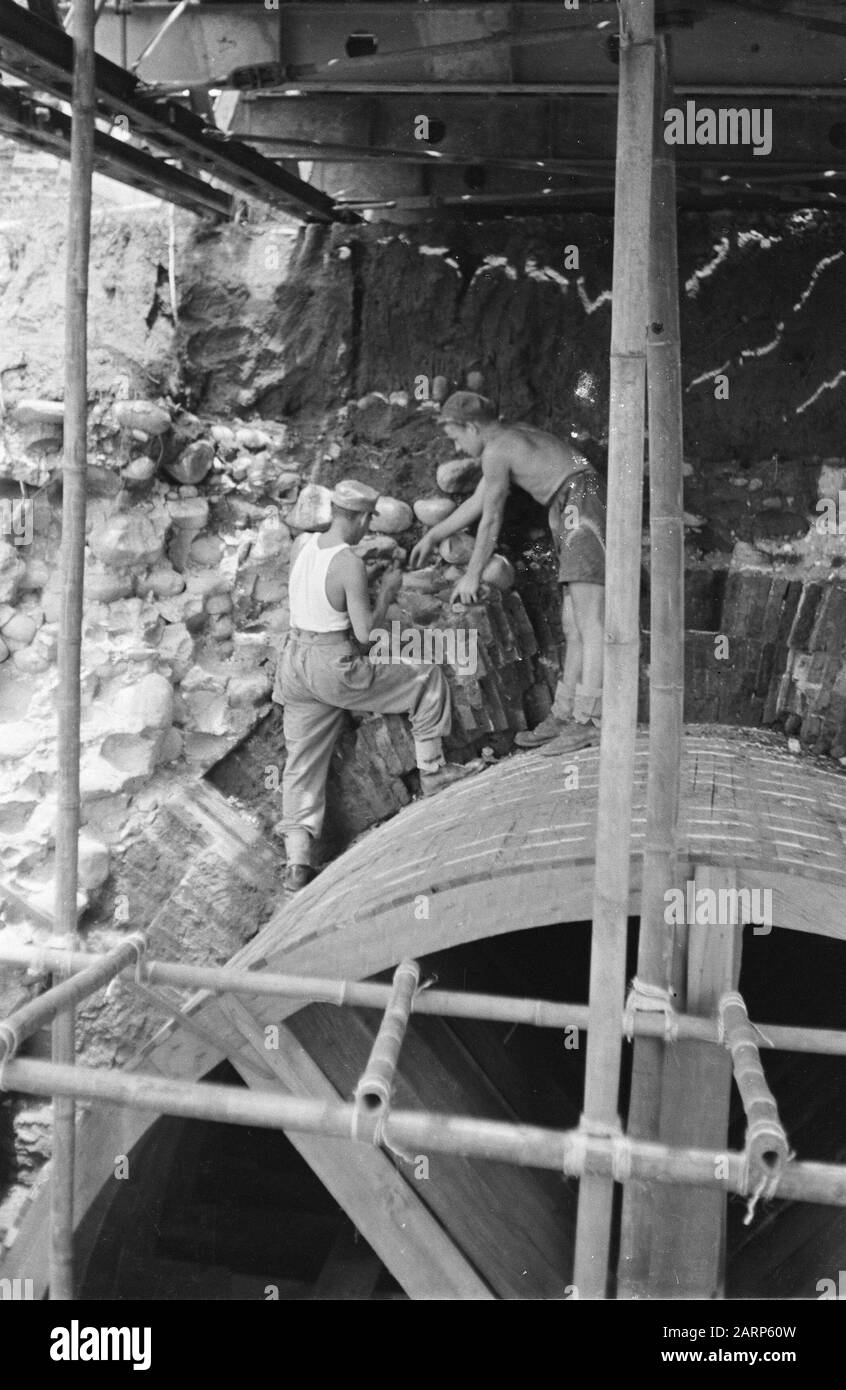 Restored bridge section over a river. Tongewelf is being repaired Date ...