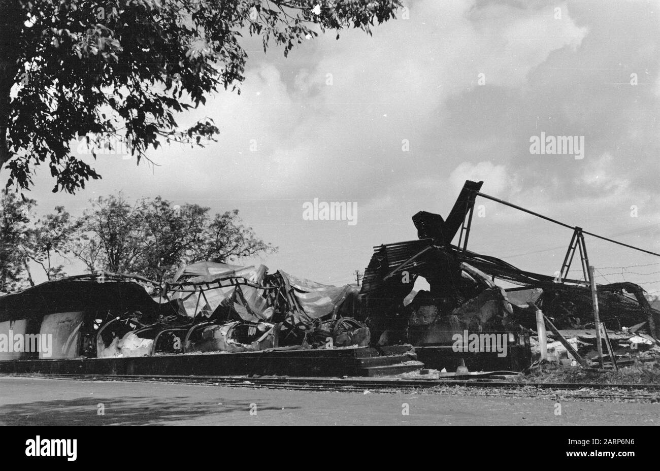 Ruins of destroyed sheds Date: 1947/01/01 Location: Indonesia, Dutch ...