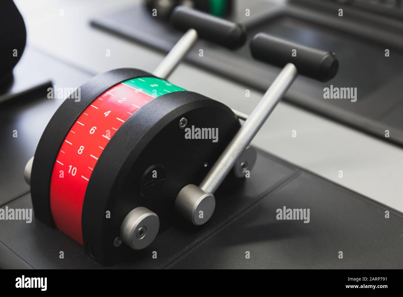 Modern ship control panel with engine accelerator in full ahead ...