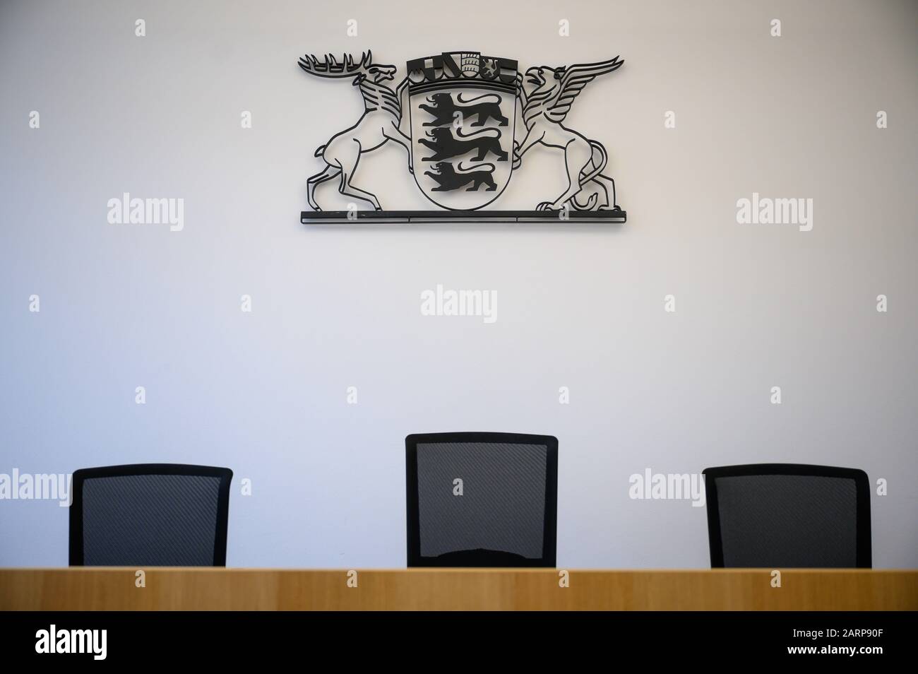 Stuttgart, Germany. 28th Jan, 2020. The large state coat of arms of ...