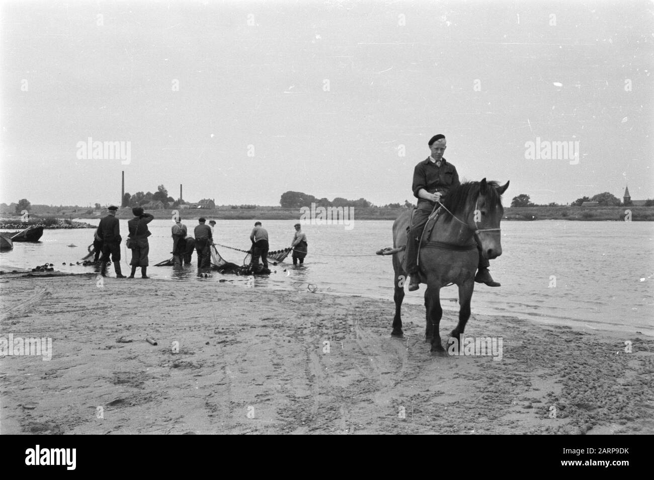 salmon fishing, fishermen, knot seine, horses Date: July 1949 Keywords ...