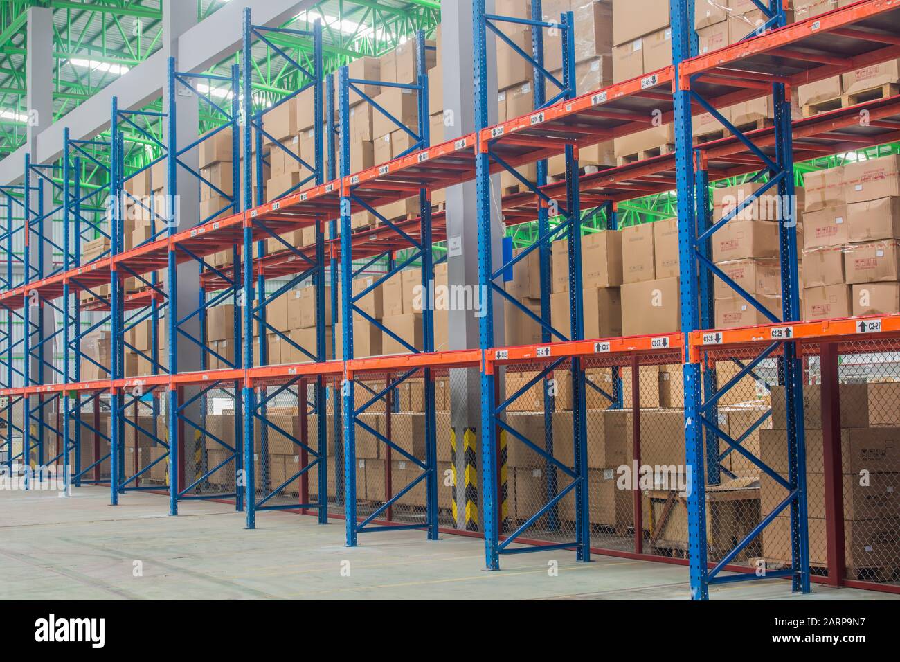 Space of shelves in the warehouse, interior of warehouse Stock Photo ...