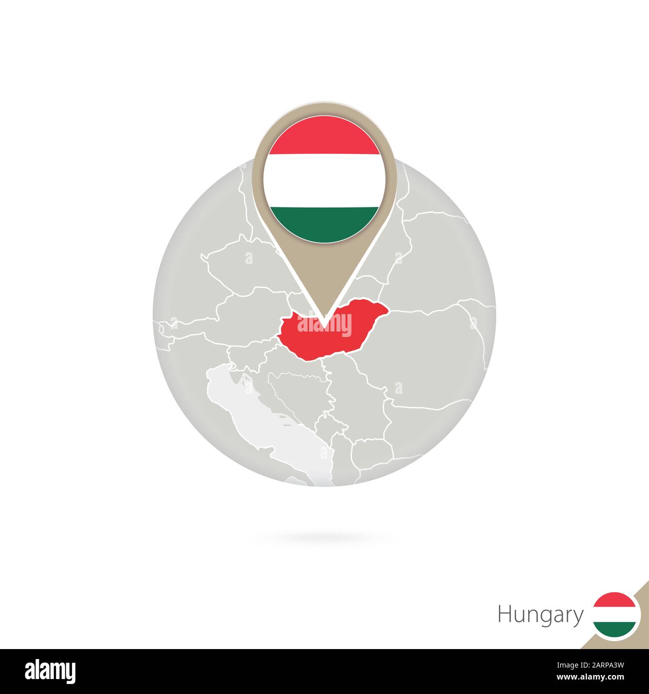 Hungary map and flag in circle. Map of Hungary, Hungary flag pin. Map ...