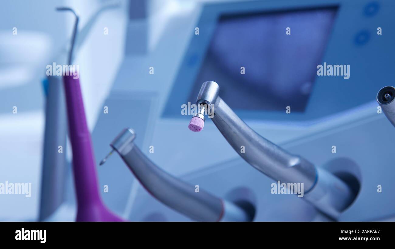 Different dental instruments and tools in a dentists office Stock Photo ...