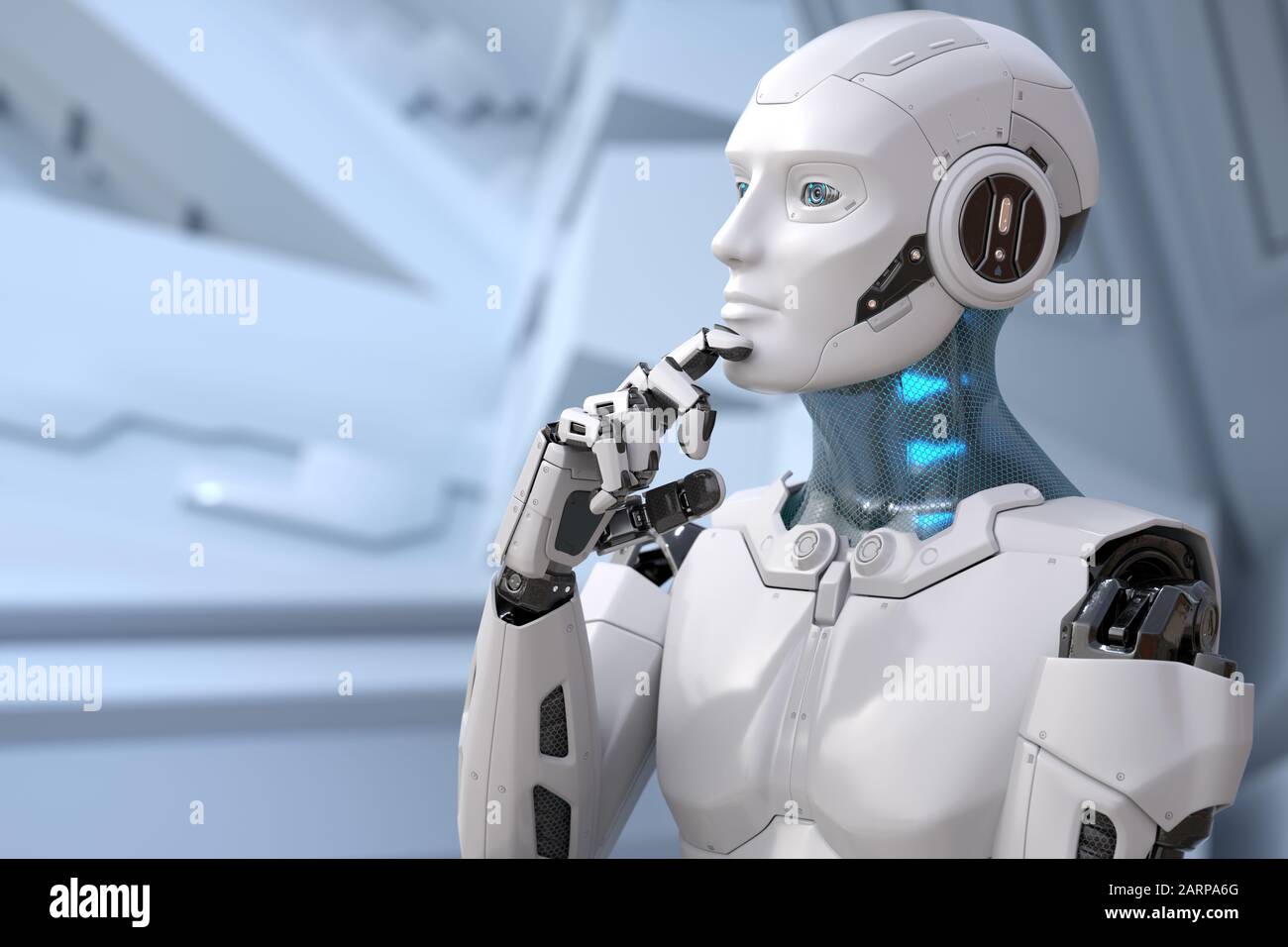 Robot thinks about something. 3D illustration Stock Photo - Alamy