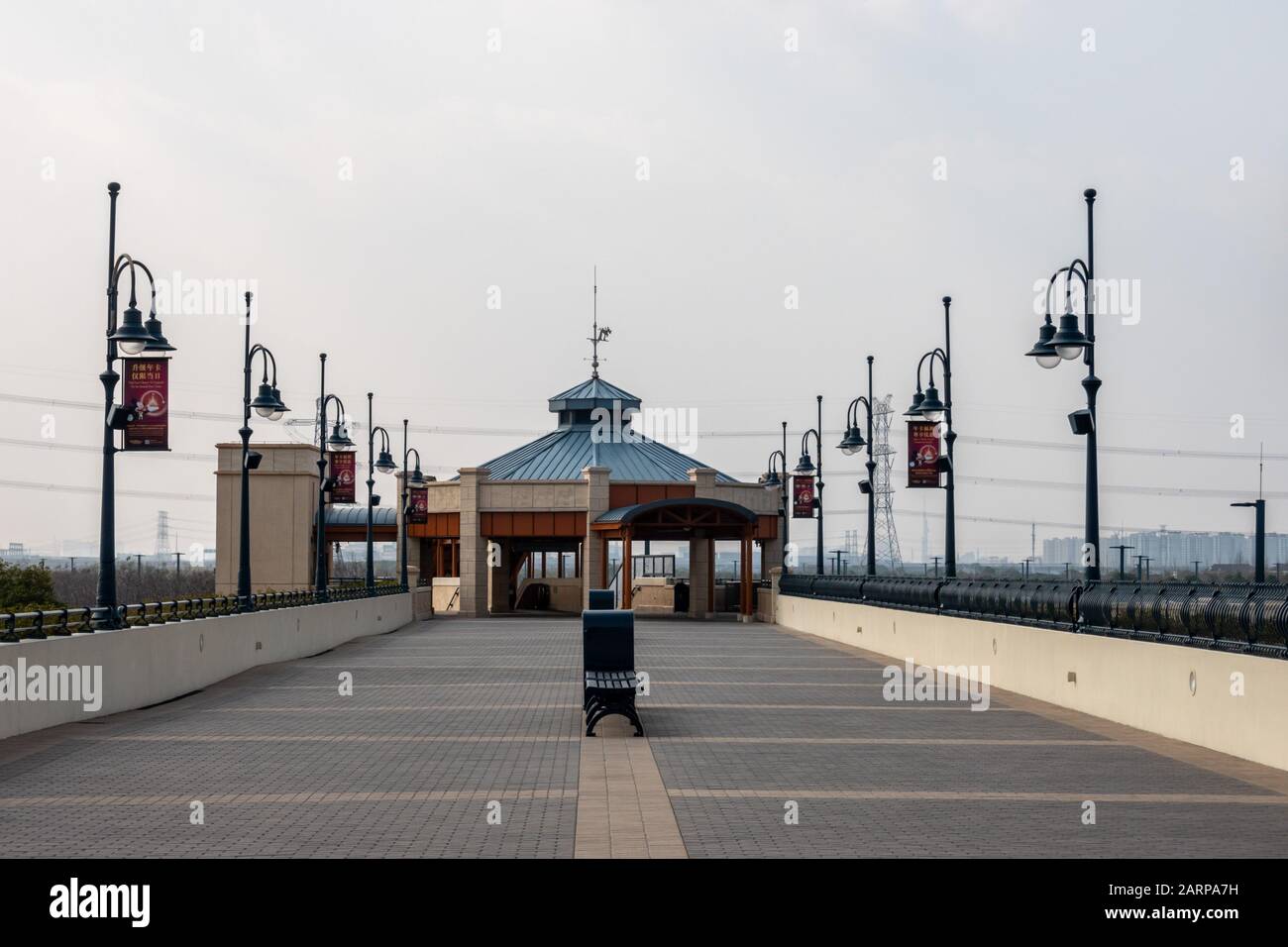 View of an empty street near the closed Shanghai Disneyland at the ...