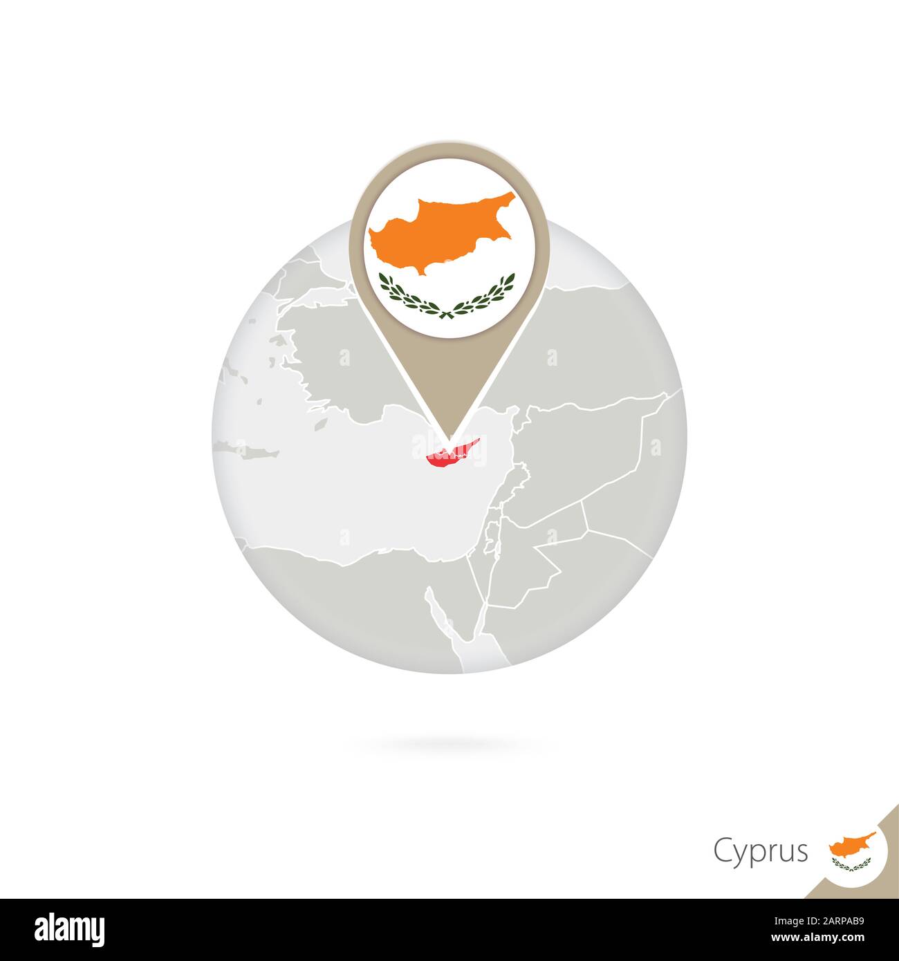 Cyprus map and flag in circle. Map of Cyprus, Cyprus flag pin. Map of ...