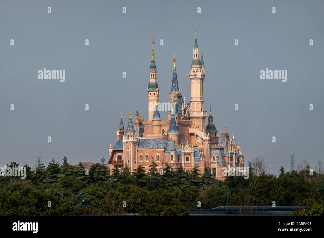 View of the Disney Castle in the closed Shanghai Disneyland at the ...